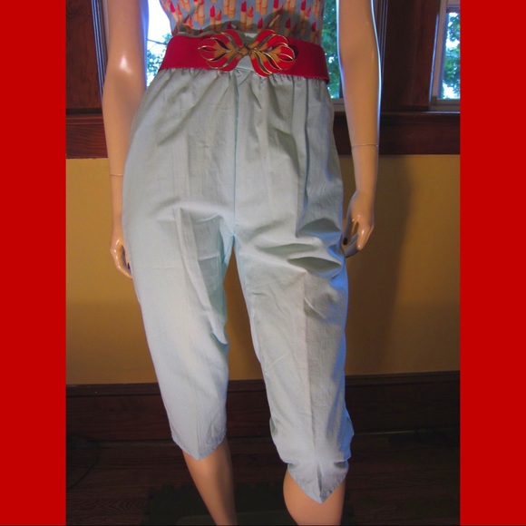 Vintage | Pants & Jumpsuits | Vintage 8s Dreamy Aqua Blue Preppy High ...